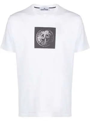Stone Island Compass-print Cotton T-shirt - White