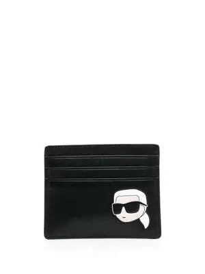 Karl Lagerfeld Ikon Leather Card Holder - Black