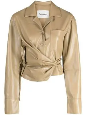 Nanushka Merano Cropped Shirt - Neutrals
