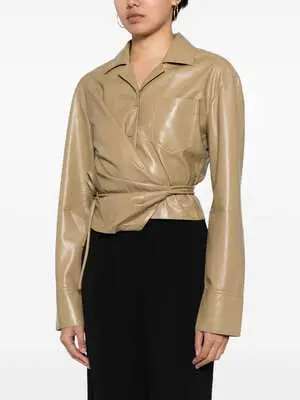 Nanushka Merano Cropped Shirt - Neutrals