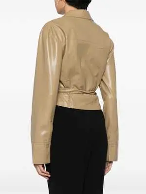 Nanushka Merano Cropped Shirt - Neutrals