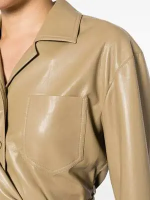 Nanushka Merano Cropped Shirt - Neutrals