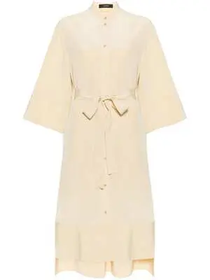 JOSEPH Collarless Silk Dress - Neutrals