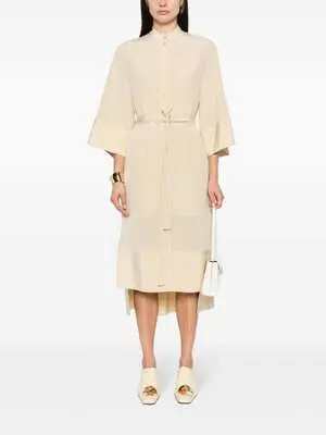 JOSEPH Collarless Silk Dress - Neutrals