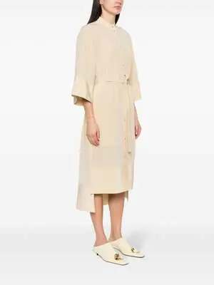 JOSEPH Collarless Silk Dress - Neutrals