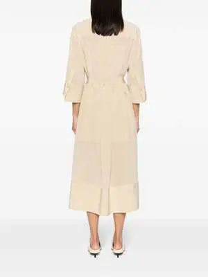 JOSEPH Collarless Silk Dress - Neutrals