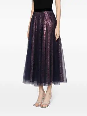 Talbot Runhof Bayadere Sequined Midi Skirt