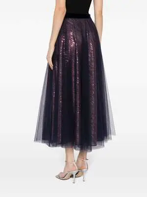 Talbot Runhof Bayadere Sequined Midi Skirt