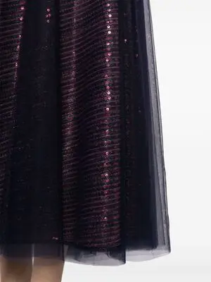 Talbot Runhof Bayadere Sequined Midi Skirt