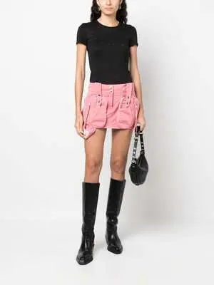 Blumarine Logo-embellished Cotton T-shirt - Black