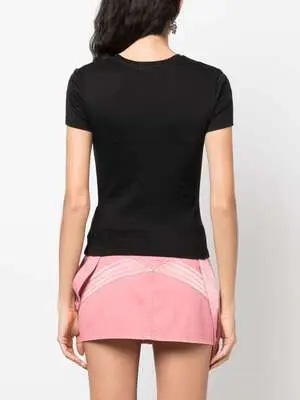 Blumarine Logo-embellished Cotton T-shirt - Black