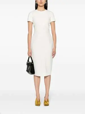 Victoria Beckham Twill Midi Dress - Neutrals