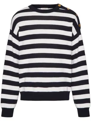 Valentino Garavani Striped Crew-neck Jumper - Black
