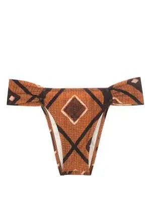LENNY NIEMEYER Geometric-print Draped Bikini Bottom - Brown