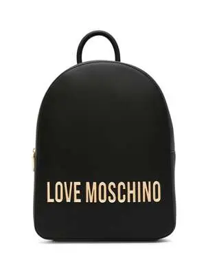 Moschino Logo-plaque Leather Backpack - Black