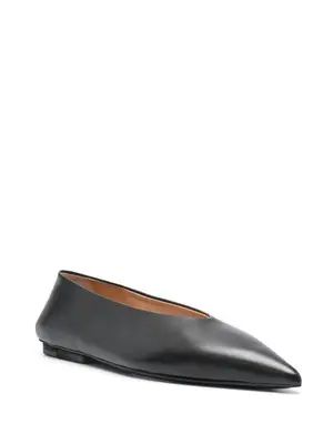 Marsèll Ago Pointed-toe Leather Ballet Flats - Black