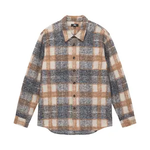 StÜssy Plaid Knit Shirt 'navy