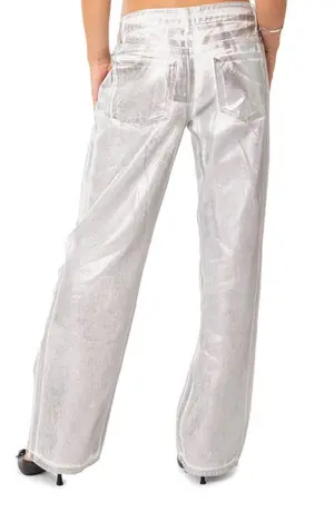 EDIKTED Jolene Metallic Straight Leg Jeans