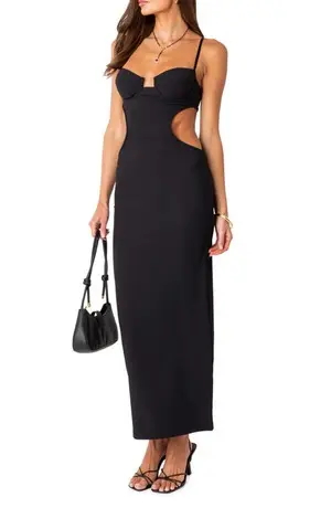 EDIKTED Cutout Ribbed Maxi Dress