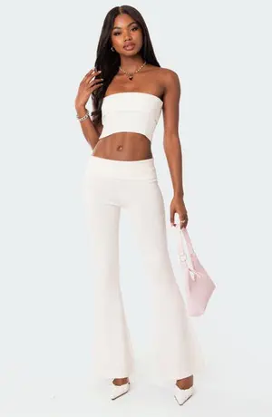 EDIKTED Desiree Foldover Knit Crop Top