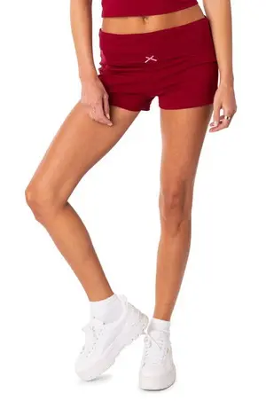 EDIKTED Too Sexy Foldover Stretch Cotton Shorts