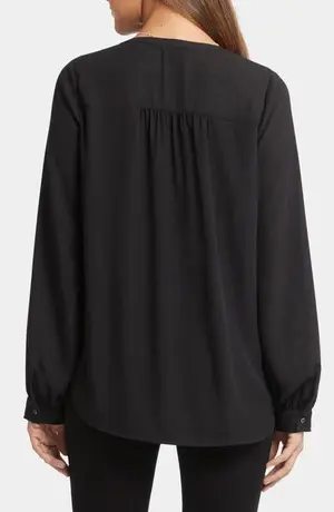 NYDJ Simone Popover Blouse - Black