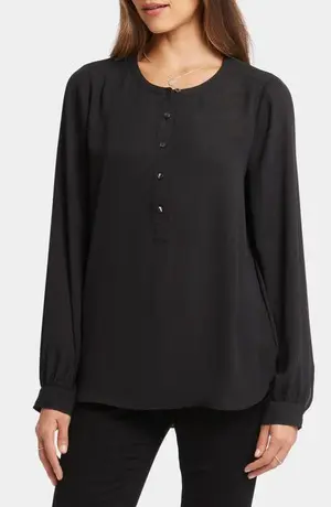 NYDJ Simone Popover Blouse - Black