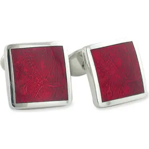David Donahue Sterling Silver Cuff Links - Burgundy