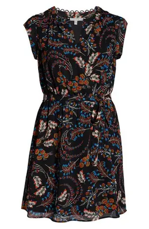 DR2 BY DANIEL RAINN Printed Tie Waist Dress