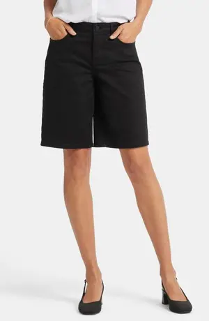 NYDJ Lilly Straight Leg Denim Shorts - Black