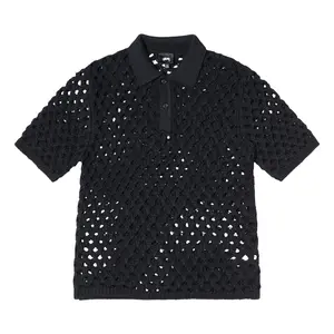 StÜssy Big Mesh Polo Sweater - Black