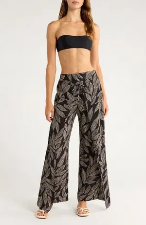 Elan Print Cover-up Wrap Pants - Black Catagena Print
