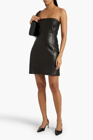 Theory Strapless Leather Mini Dress