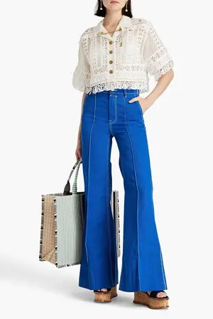 Zimmermann Embroidered High-rise Flared Jeans