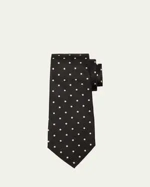 Ralph Lauren Purple Label Dotted Satin Neck Tie Black