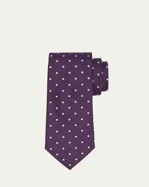 Ralph Lauren Purple Label Dotted Satin Neck Tie Dark Purple