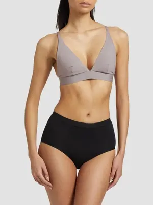 Wolford Beauty Cotton Triangle Bralette - Smoke