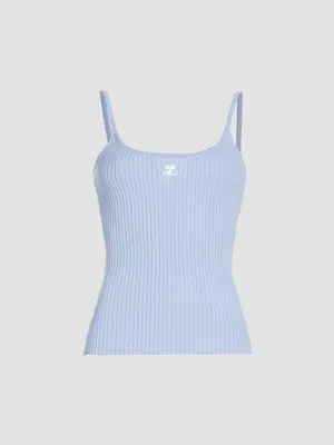 COURREGES Embroidered Rib-knit Camisole Sky