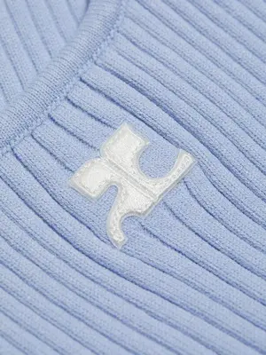 COURREGES Embroidered Rib-knit Camisole - Sky
