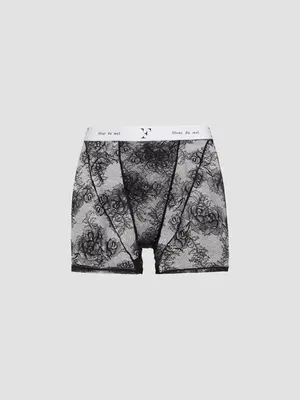 FLEUR DU MAL Bouquet Lace Boxers - Black