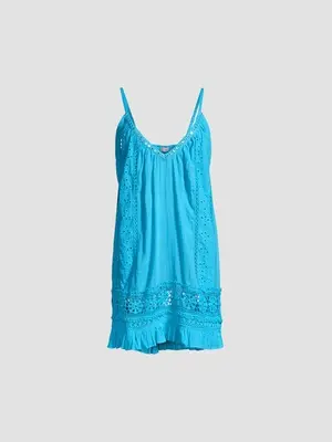 Ramy Brook Laylah Eyelet Cotton Minidress - Poolside