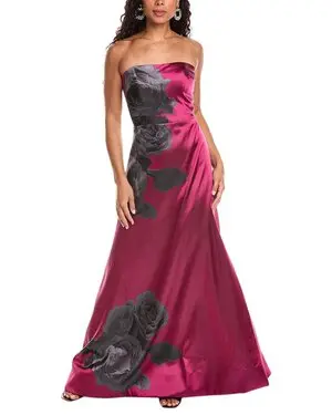 Rene Ruiz Collection Strapless Floral Aline Gown - Pink