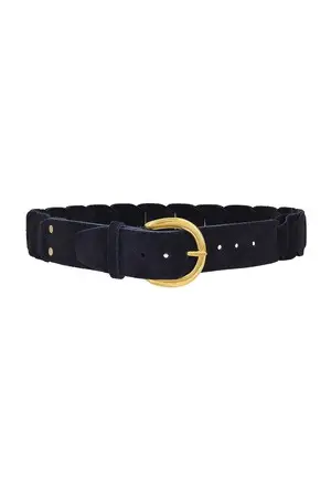 BODE Suede Link Belt With Gold-tone Buckle - Navy