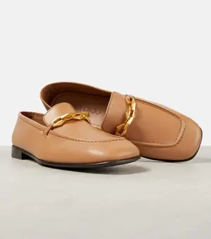 JIMMY CHOO Diamond Tilda Leather Loafers - Beige