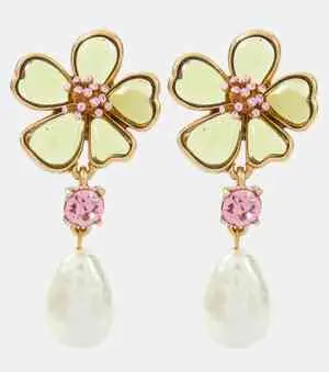 OSCAR DE LA RENTA Floral Embellished Drop Earrings