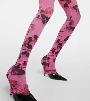 Blumarine Semi-sheer Printed Leggings - Purple