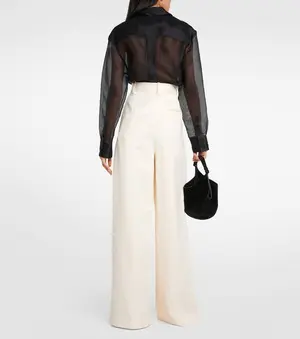 Khaite Teyana Pleated Satin Wide-leg Pants