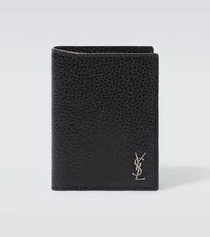 Saint Laurent Tiny Cassandre Leather Wallet - Black