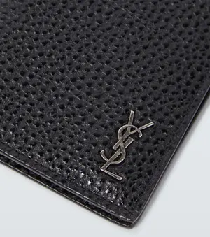 Saint Laurent Tiny Cassandre Leather Wallet - Black