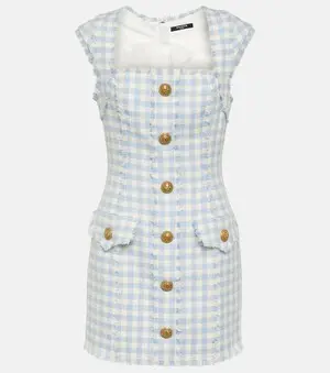 Balmain Gingham Tweed Minidress - Multicoloured
